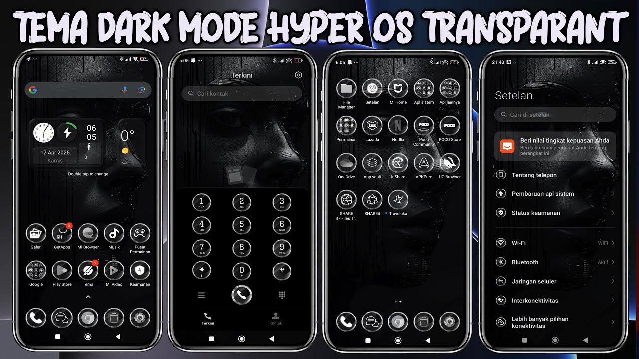 Tema Dark Mode Hyper OS Aesthetic Transparant Tembus Akar For Xiaomi ...
