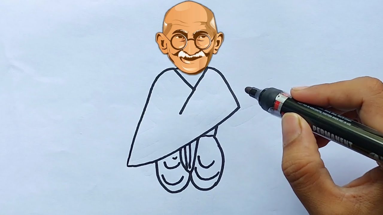 How to draw Gandhi Ji । Easy Drawing Tips। Drawing karna sikhe - YouTube