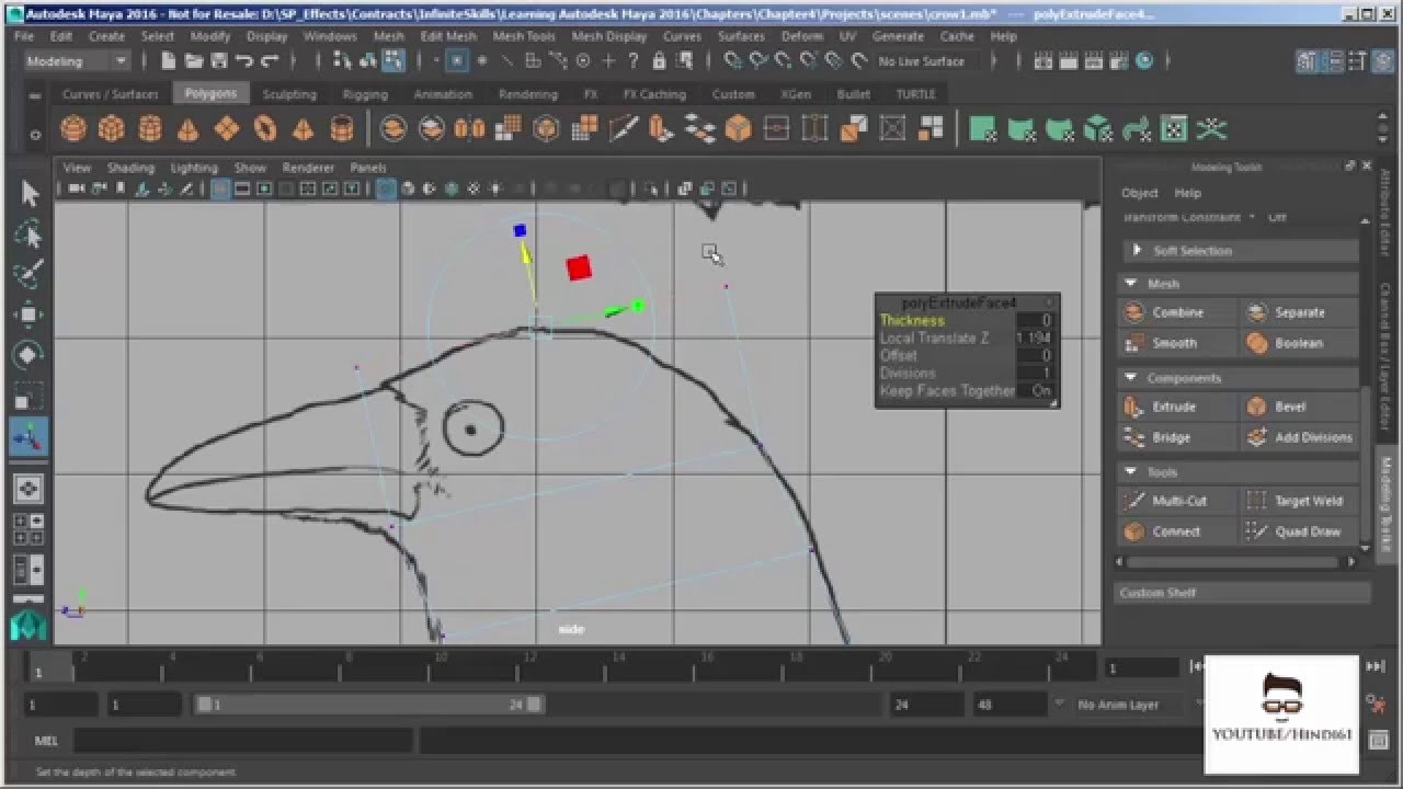 A.S| Maya Tutorial for Beginners 2016| 14 - Extrude Faces Part 1 - YouTube