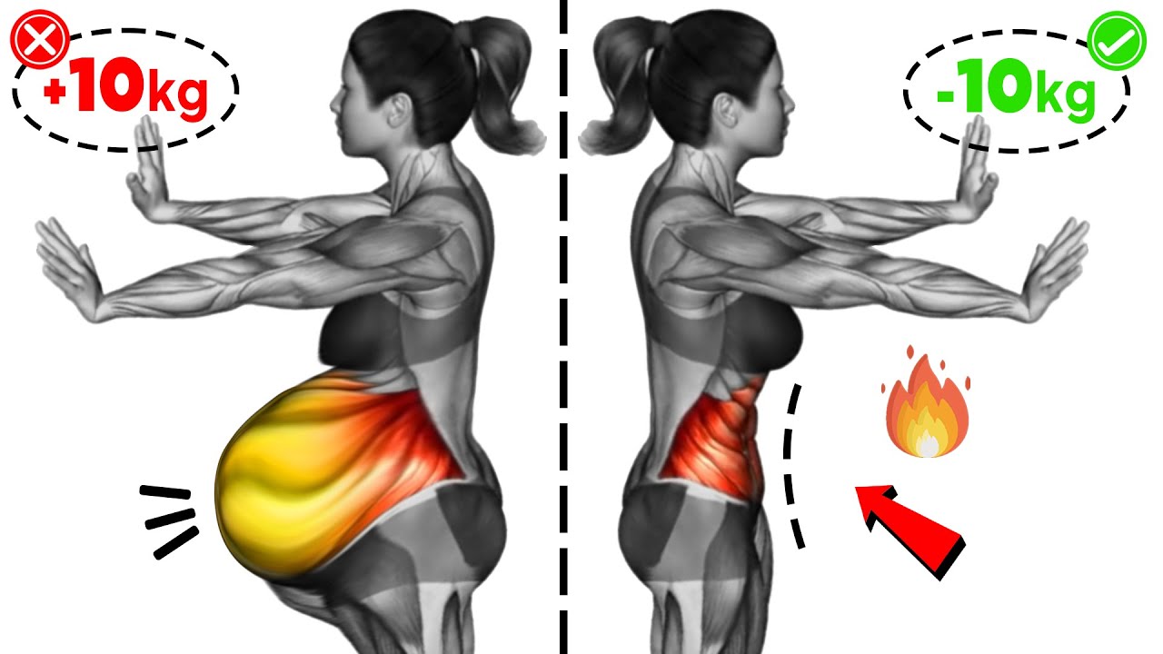 30-Min Standing Belly Fat Workout for Women Burn Hanging Stomach Fat ...