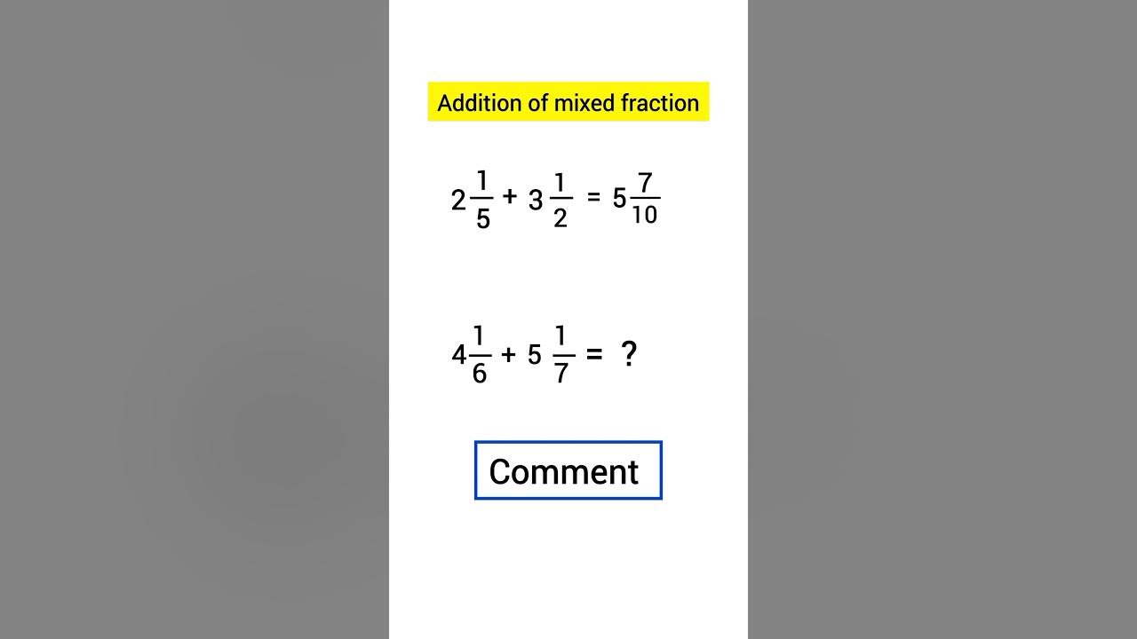 Addition of mixed fraction|Addition of mixed fraction tricks #tricks #maths #shorts - YouTube