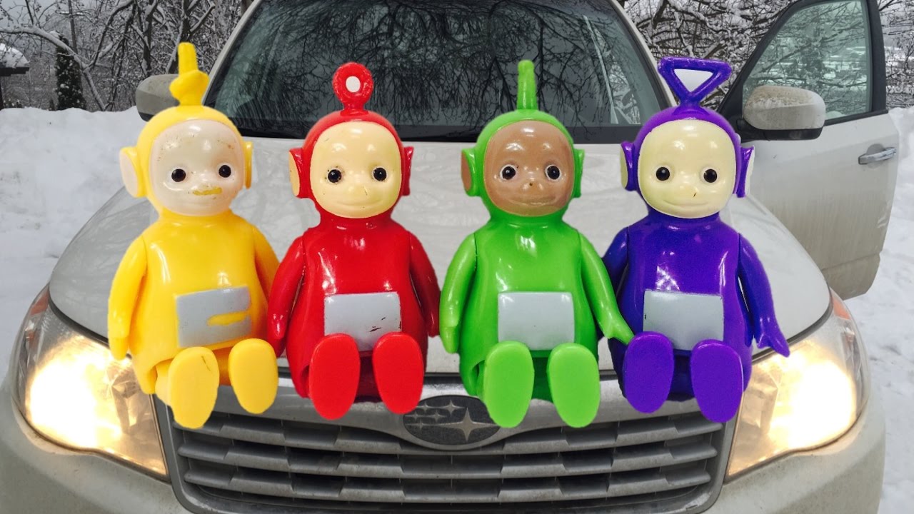 TELETUBBIES TOYS Filling Up Car Gas Tank on Road Trip! - YouTube