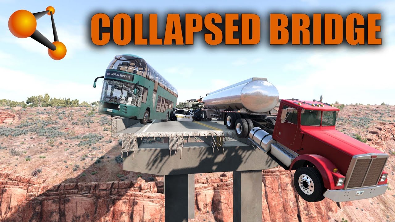 COLLAPSED BRIDGE CAR CRASHES | BeamNG.Drive Realistic crashes - YouTube