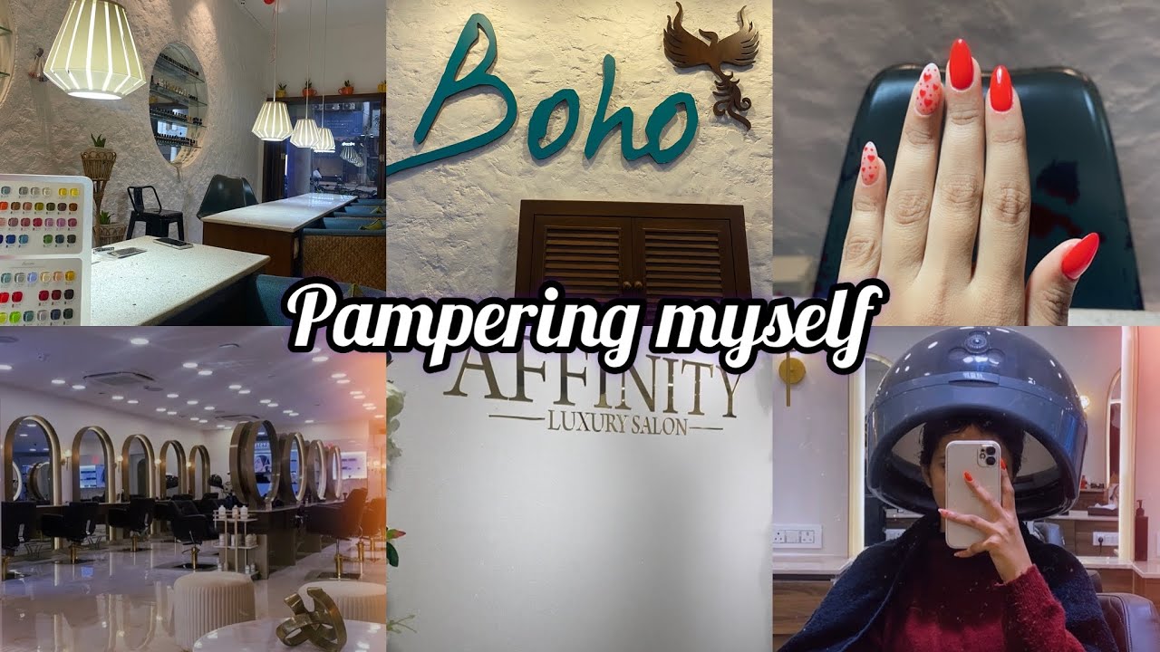 Pampering sessions|| nail extensions, cleanup and hair spa 🤍 - YouTube