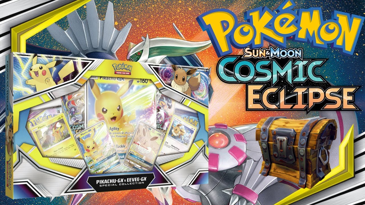 Cosmic Eclipse Pikachu GX & Eevee GX Collection Box - YouTube