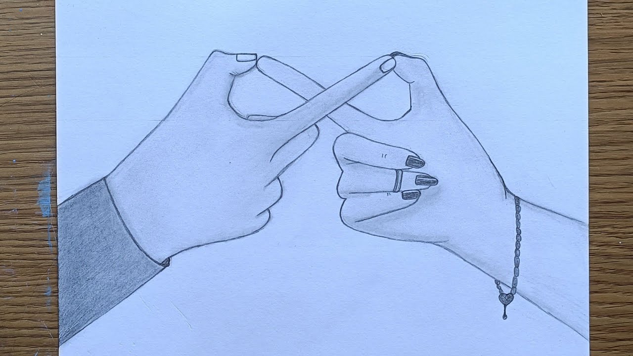 How to draw infinite love symbol with couple hand || pencil sketch ...