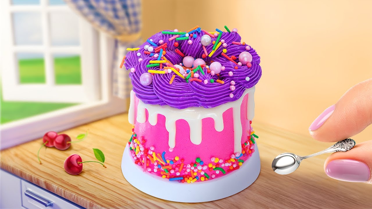 Pink Neon Cake 😍 There's NOTHING BETTER Than This Miniature Cherry Cake ...
