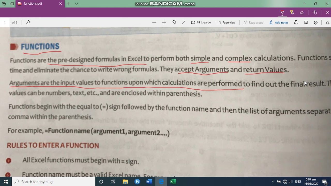 excel | class 8 | functions | - YouTube