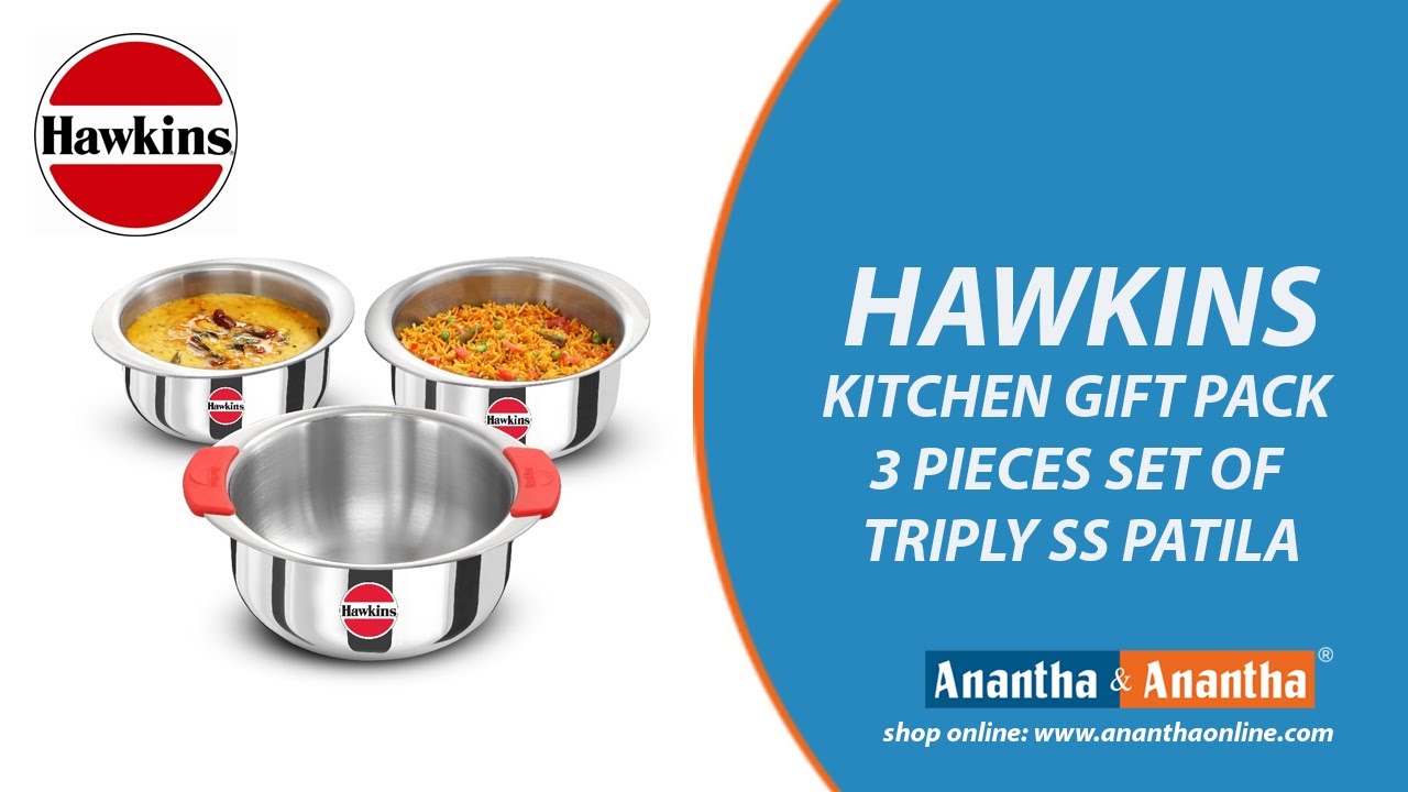 Hawkins Kitchen Gift Pack 2023 3 Pieces Set of Triply Stainless Steel ...