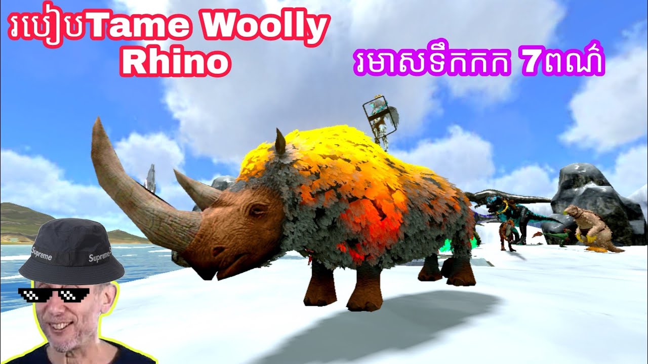 របៀបTame Woolly Rhino 🦏 Ark mobile / How to tame Woolly Rhino Ark 🦏 ...
