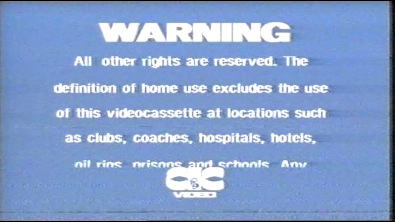 CIC VHS Warning 1986 - YouTube