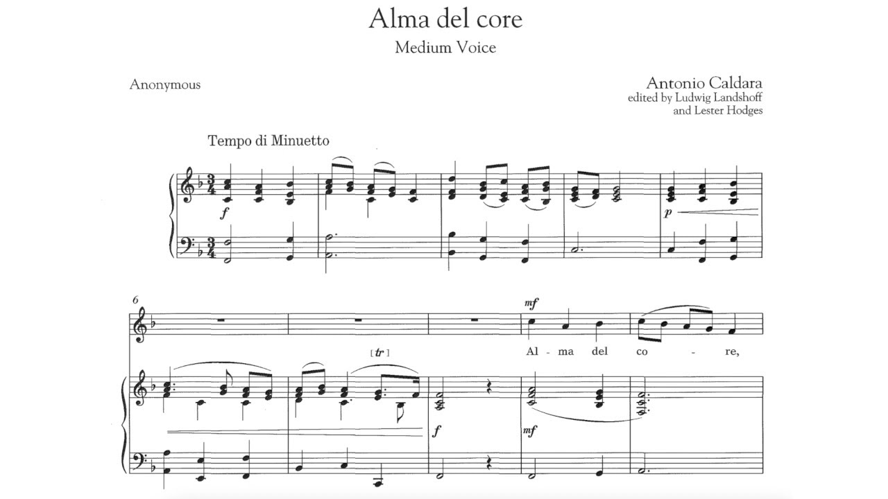 Alma del core (A. Caldara) - F Major Piano Accompaniment - Karaoke ...