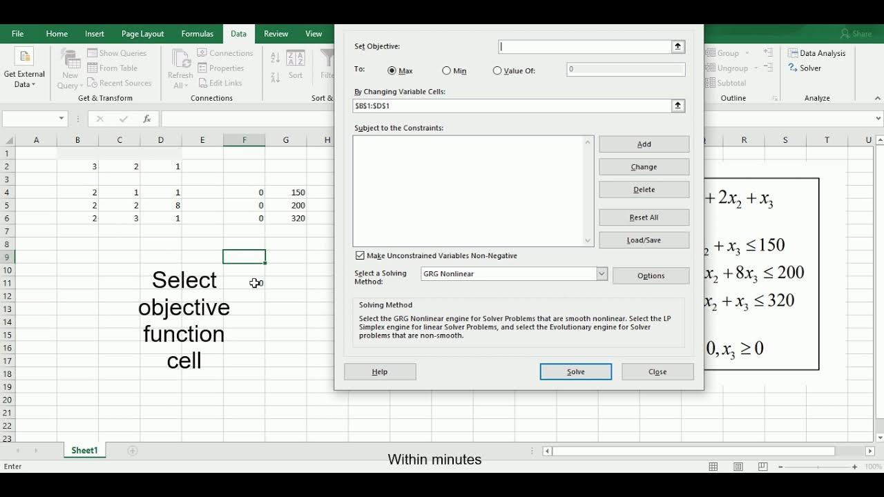 Simplex method in Excel/Simplex linear programming in excel/use of ...