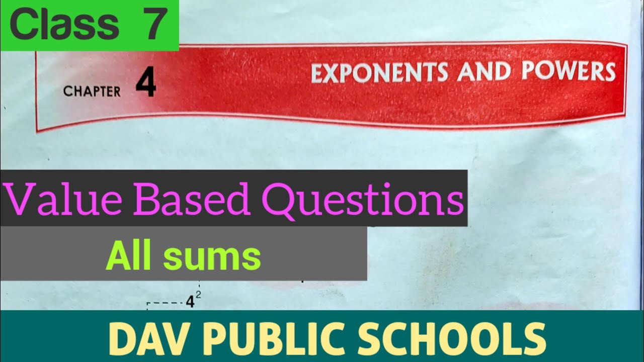 DAV class 7 maths chapter 4 - Value Based Questions - YouTube