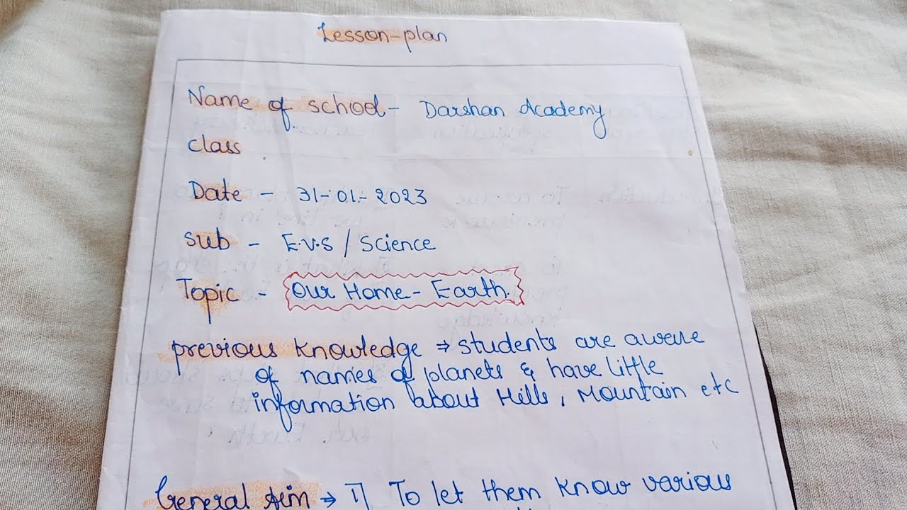 EVs lesson plan/ science lesson plan format / our home Earth within one ...