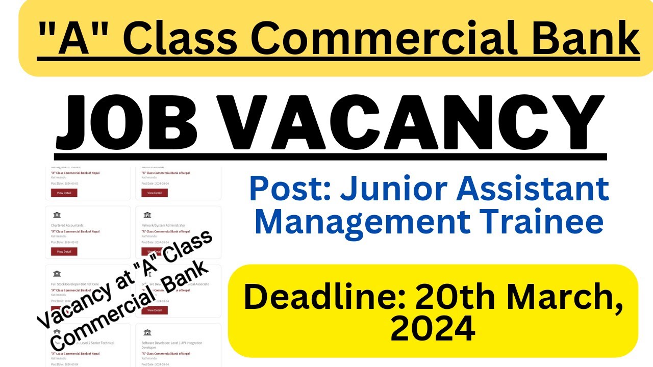 'A' Class Commercial Bank Vacancy || New "A" Commercial Bank Vacancy ...