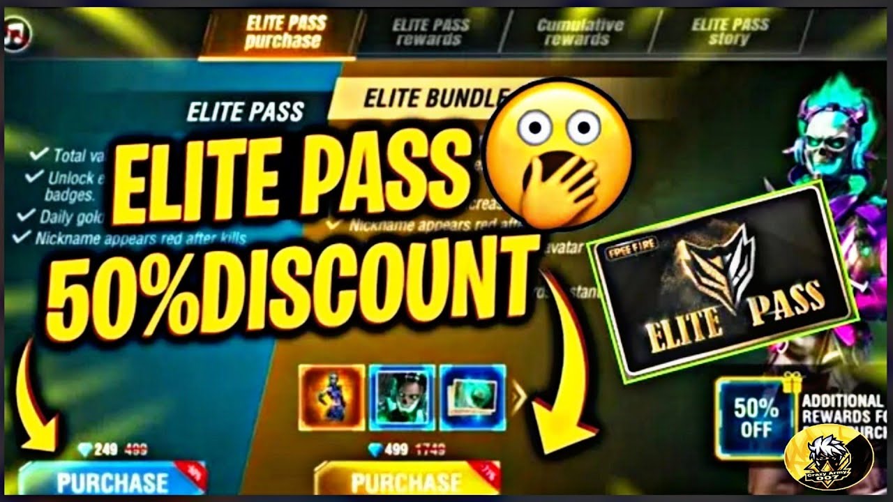 My First Elite Pass ☆☆ | 50 % Discount in Elite Pass | Free Fire - YouTube