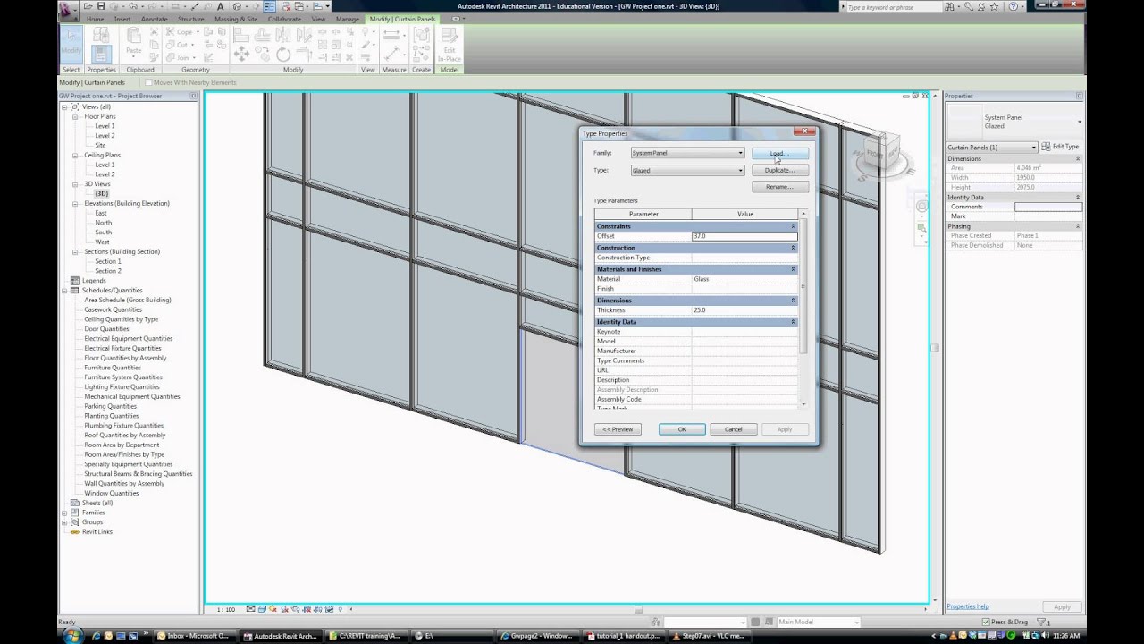 061 Tutorial: How to Place a curtain wall double door in REVIT ...