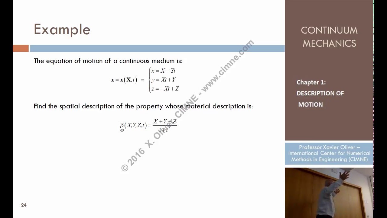 Continuum Mechanics - Ch 1 - Lecture 5 - Descriptions of Motion ...