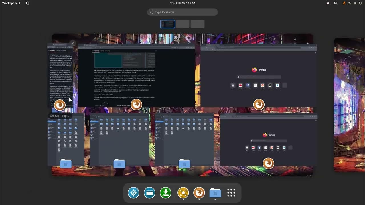 ArcoLinux : 3871 Gnome - Paperwm - change Gnome into a Tiling Window Manager - TWM - YouTube