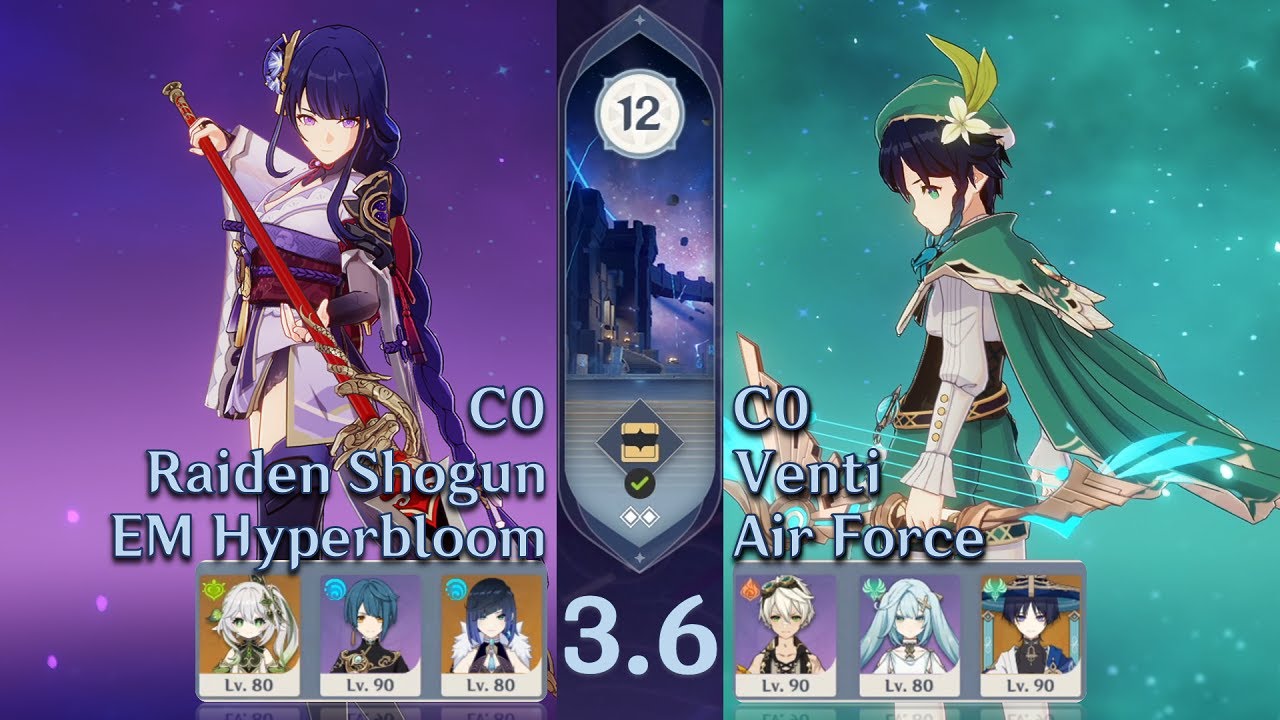 Spiral Abyss v3.6 | Raiden Shogun EM Hyperbloom + Venti Air Force | 12th Floor - YouTube