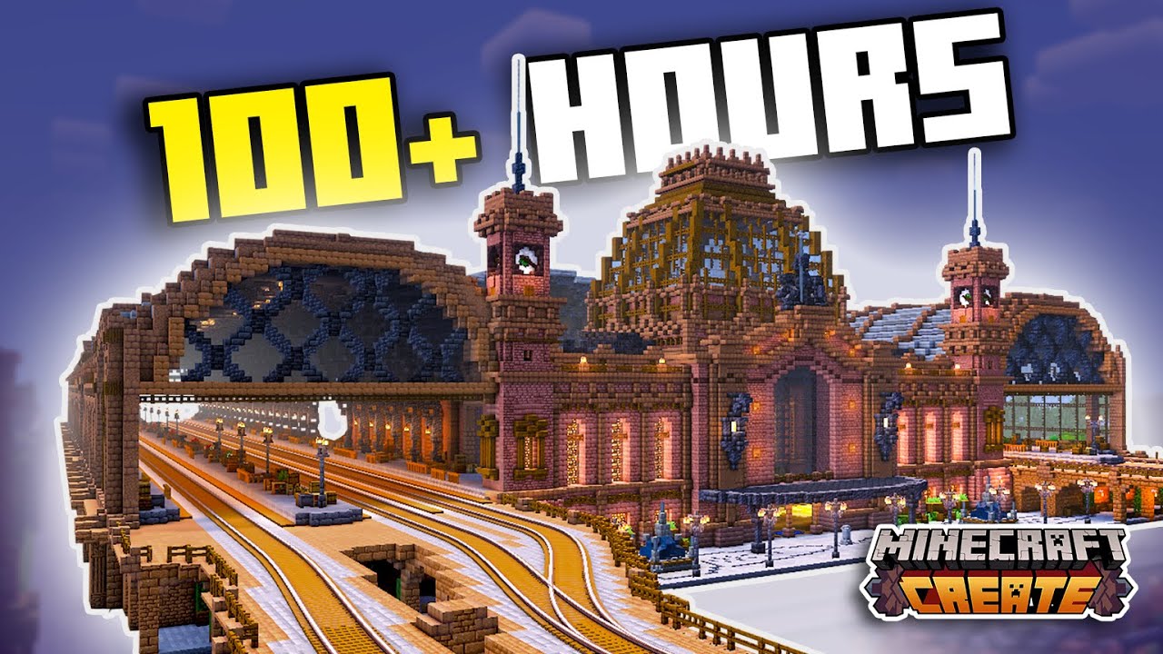 I Built A Train Station in Minecraft Create Mod - Granite Farm Tutorial ...