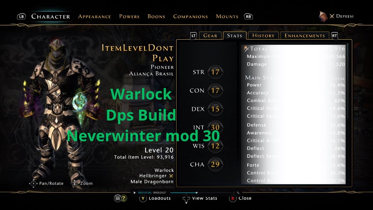 Warlock Dps Build Neverwinter mod 30 - YouTube