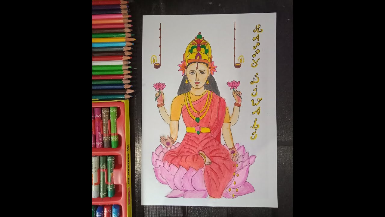 Easy Goddess Lakshmi drawing for Laxmi puja on Diwali/ Diwali special ...