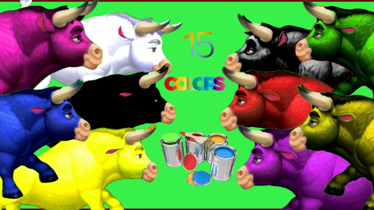 How to Download Green screen Video ! 15 Multiple 3D Colors bull Cow No ...