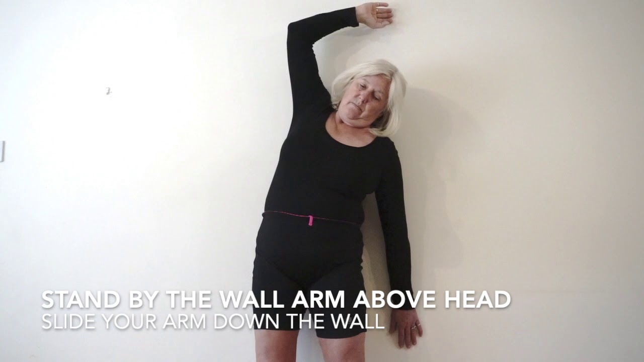Back Exercise- Side-flexion on the wall with one arm up - YouTube