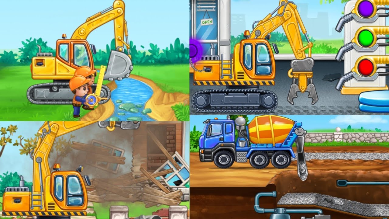 Excavator Tractor For Kids | Harvester Tractor Use For Children | Car ...