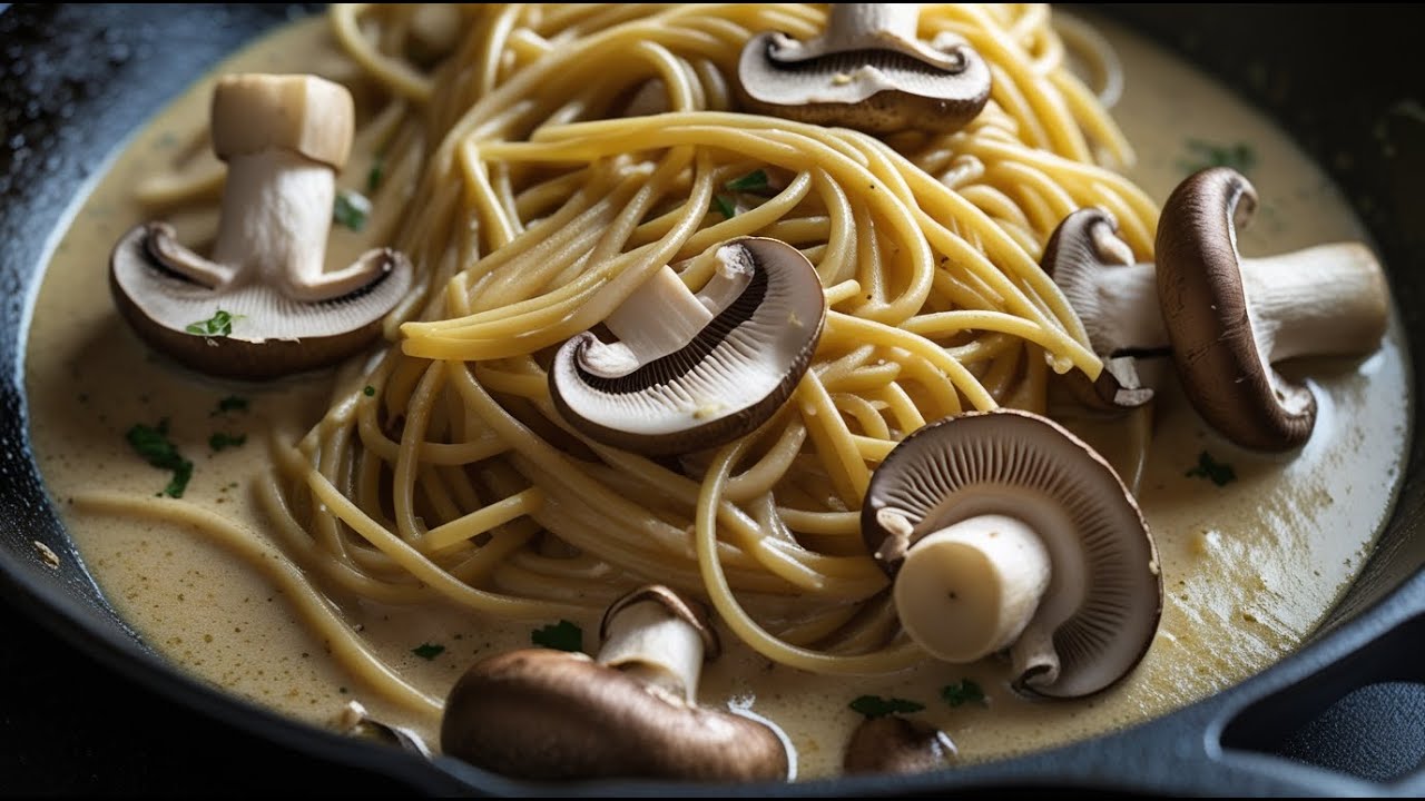 Unglaublich leckere Spaghetti mit Pilzen in nur 10 Minuten! Dieses ...