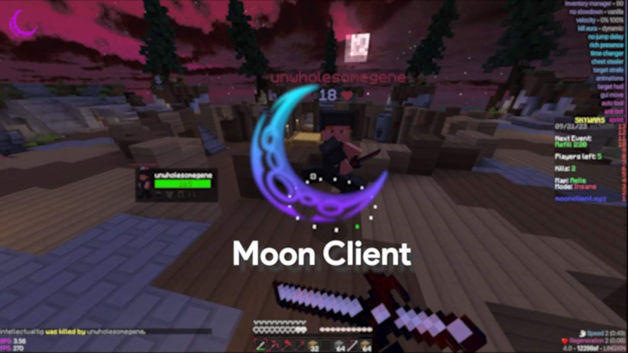 Moon Client Bypass / (Sprint Scaffold ,Full Autoblock) - YouTube