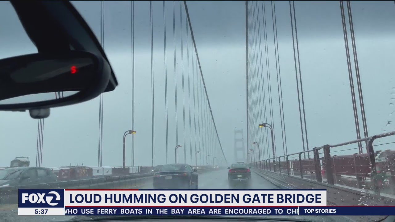 High winds cause loud humming on Golden Gate Bridge - YouTube