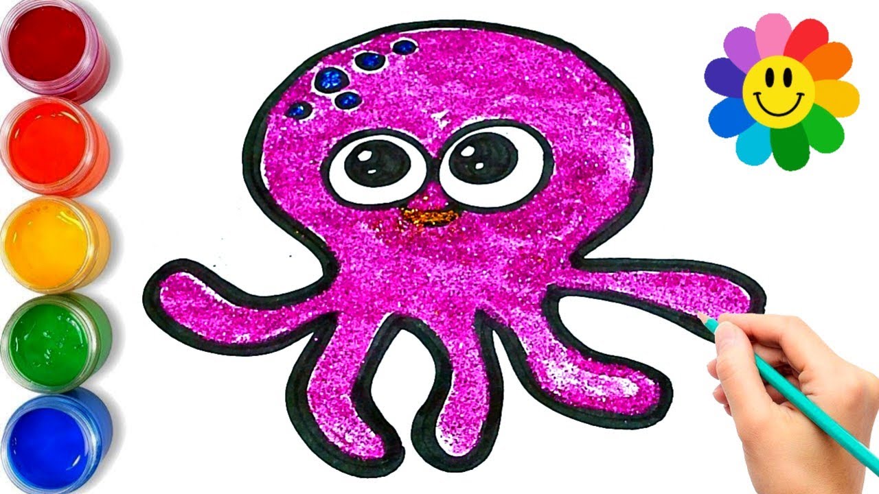 Octopus Drawing | Glitter Painting | Draw Smart - YouTube