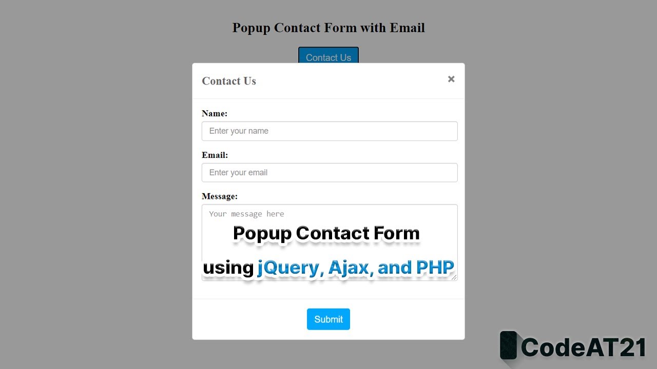 Popup Contact Form Using JQuery And PHP YouTube Popup Contact Form Using JQuery And PHP YouTube