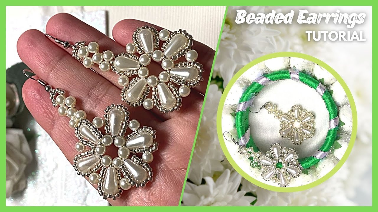 DIY Beaded Jewellery Tutorial | Beautiful Pearl BEADED EARRINGS ...