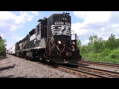 Full HD 60 FPS: NS GP38-2 #5222 High Hood (RARE !!) & GP38-2 #3029 lead H76 into Manville 8/1/20 ...