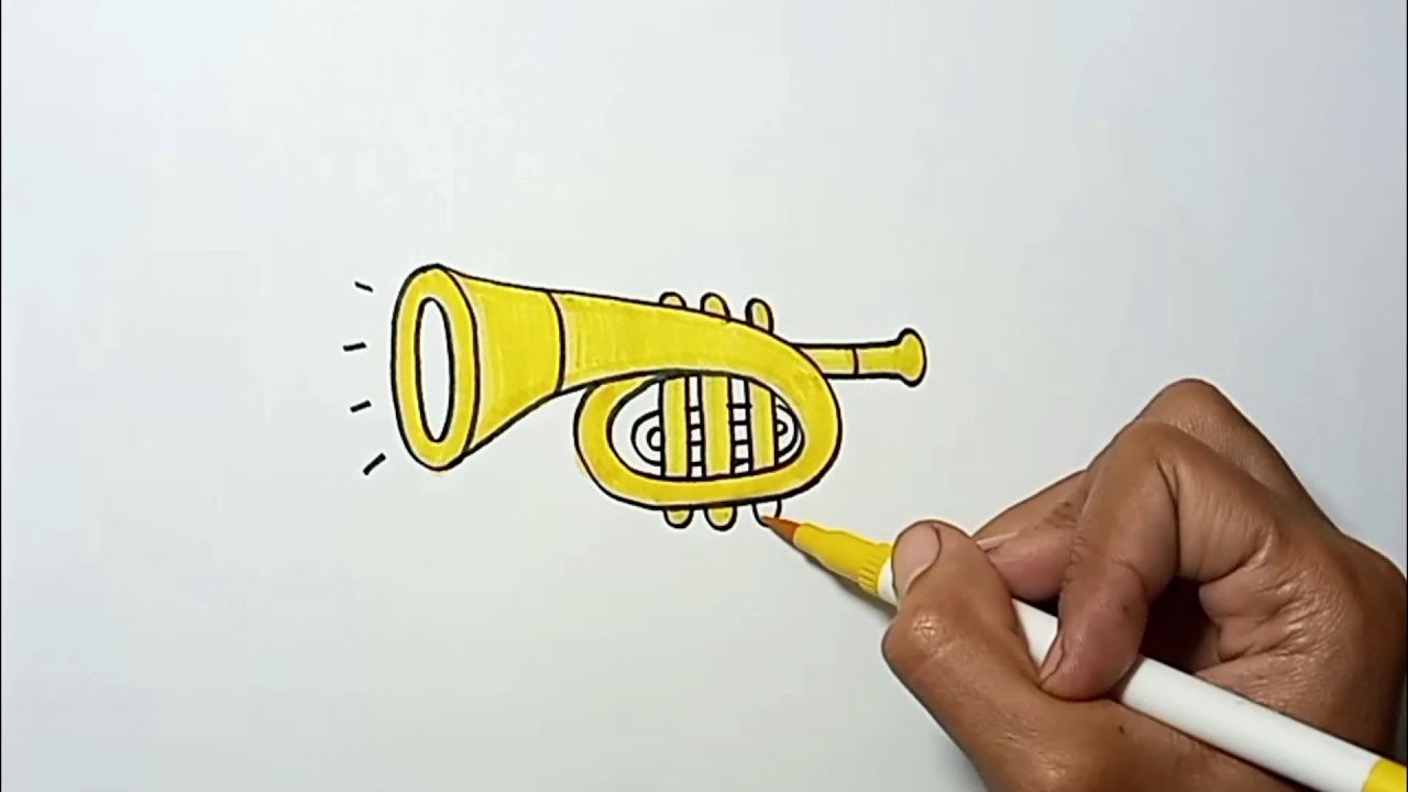 How To Draw a Trumpet Step by Step - YouTube