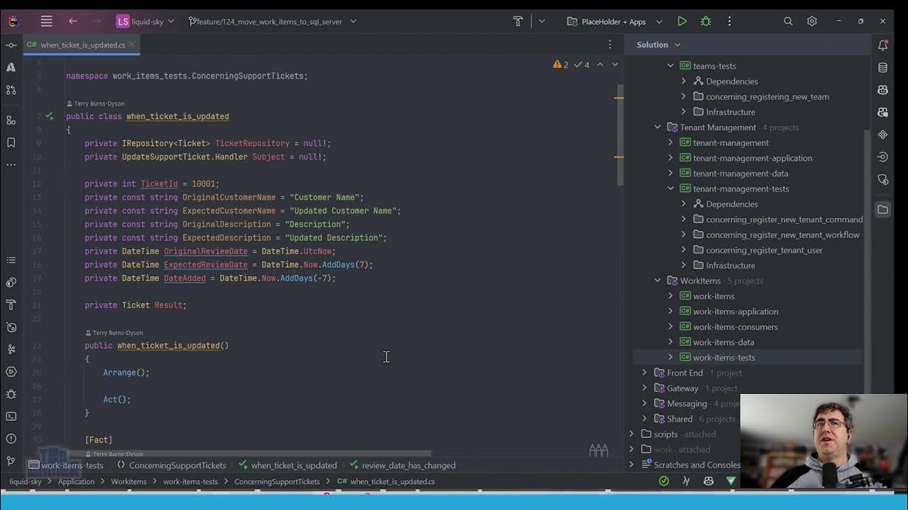Agile Platform Dev in .NET - Adding Status to Tickets [C#/SQL/Kafka] - YouTube