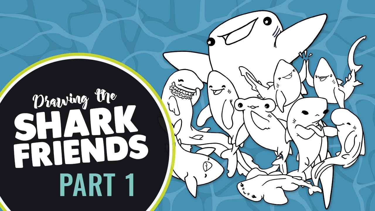Drawing the Shark Friends : Part One - Sketch & Lineart! [Photoshop ...