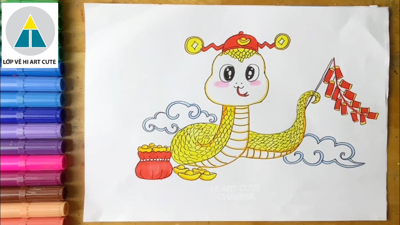 Hướng dẫn vẽ bé na - Tết 2025 | Vẽ con rắn - linh vật Tết năm 2025 | Vẽ ...