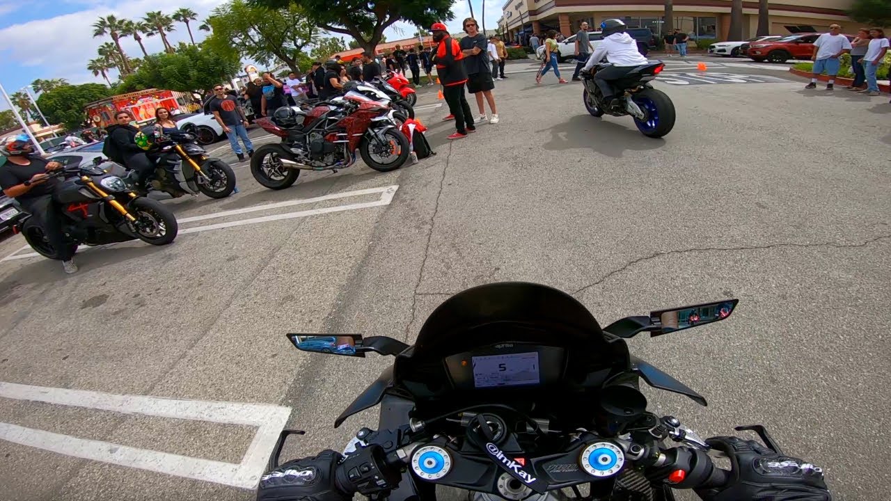Superbikes Taking Over Supercar Meet - YouTube