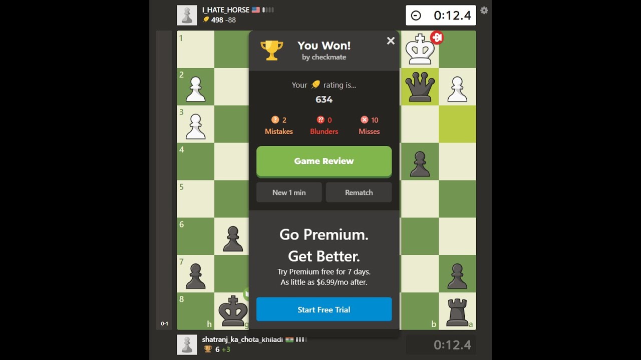 checkmate in less than 1 minute (my first chess game) - YouTube