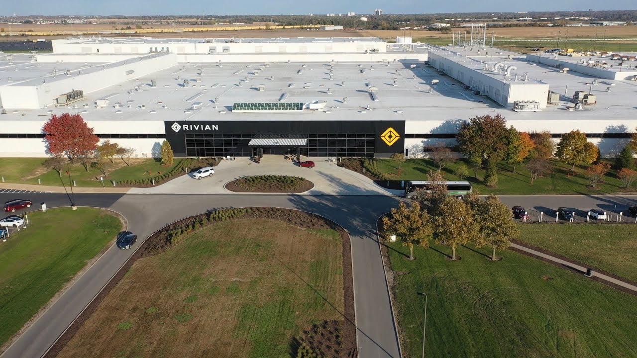 Drone Shots Of Rivian Headquarters And Factory - Normal, Illinois - YouTube