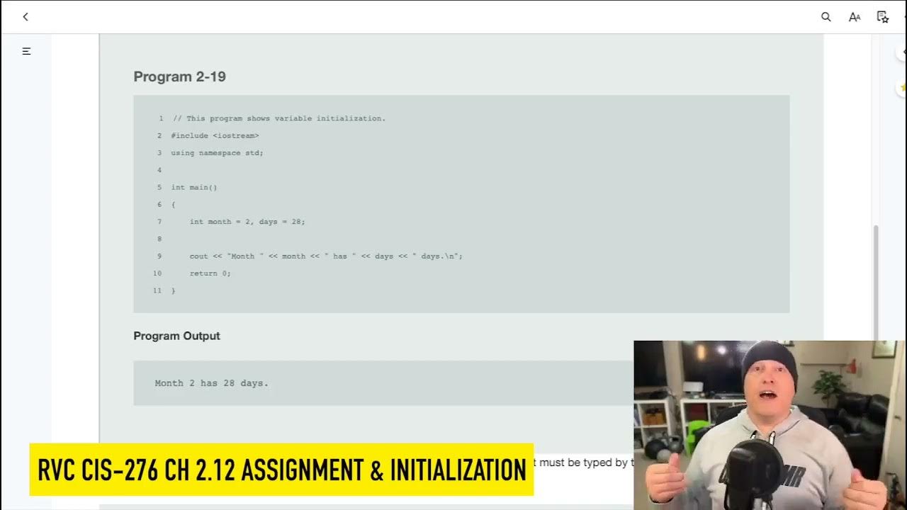 CIS 276 Ch 2 12 Assignment and Initialization - YouTube