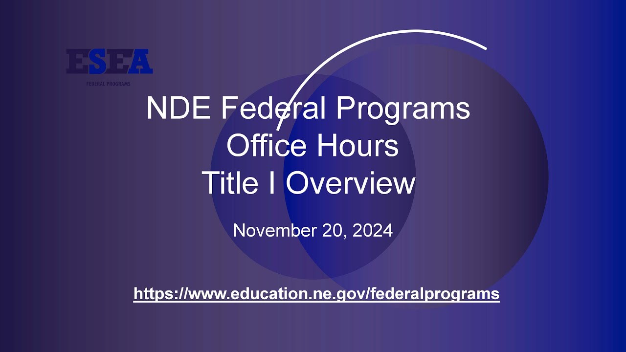 NDE Federal Programs Title I Overview - YouTube