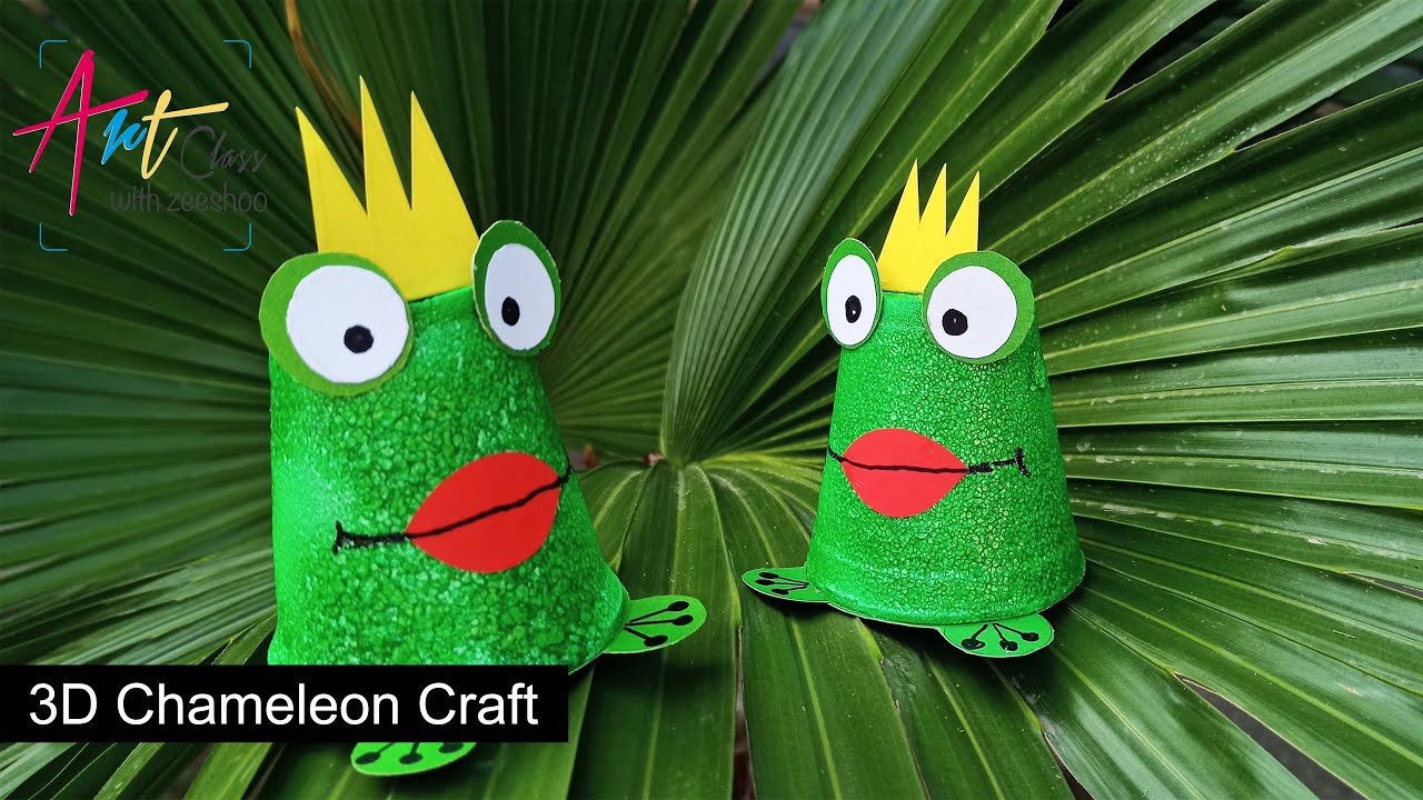 How to Make a Chameleon with Styrofoam cup | paper cup chameleon. - YouTube