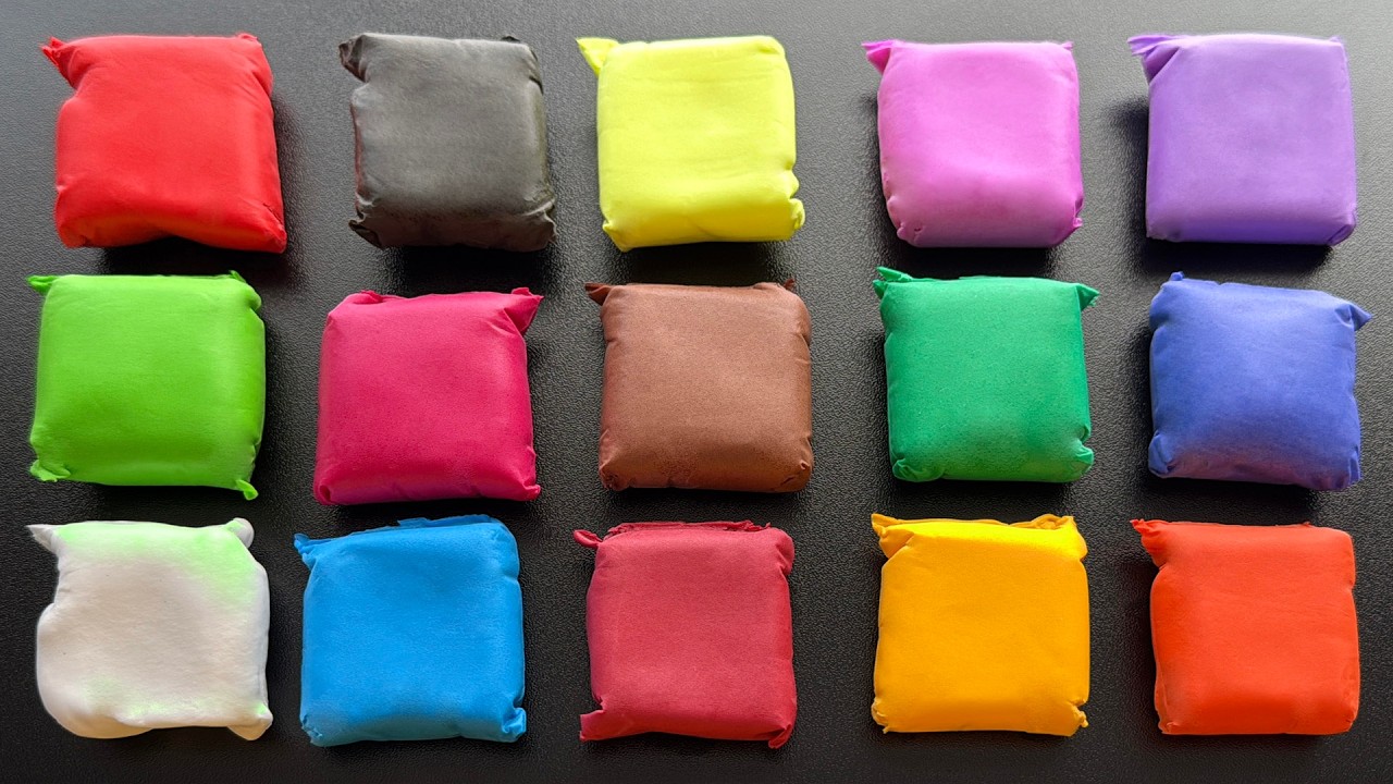 Satisfying ASMR Sound 15 Colors Super Clay Unboxing and Mixing ...