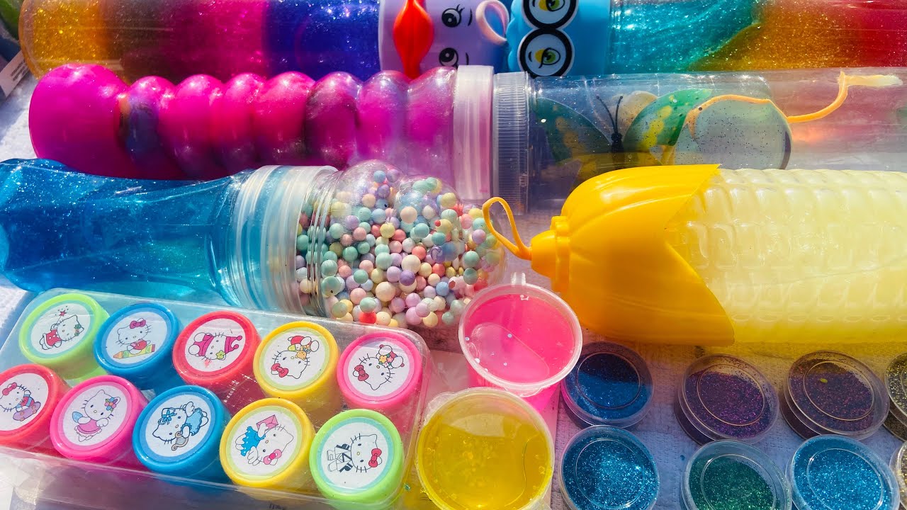 Mixing of glitter clay, slime,betterflies and baloons ||ASMR|| - YouTube